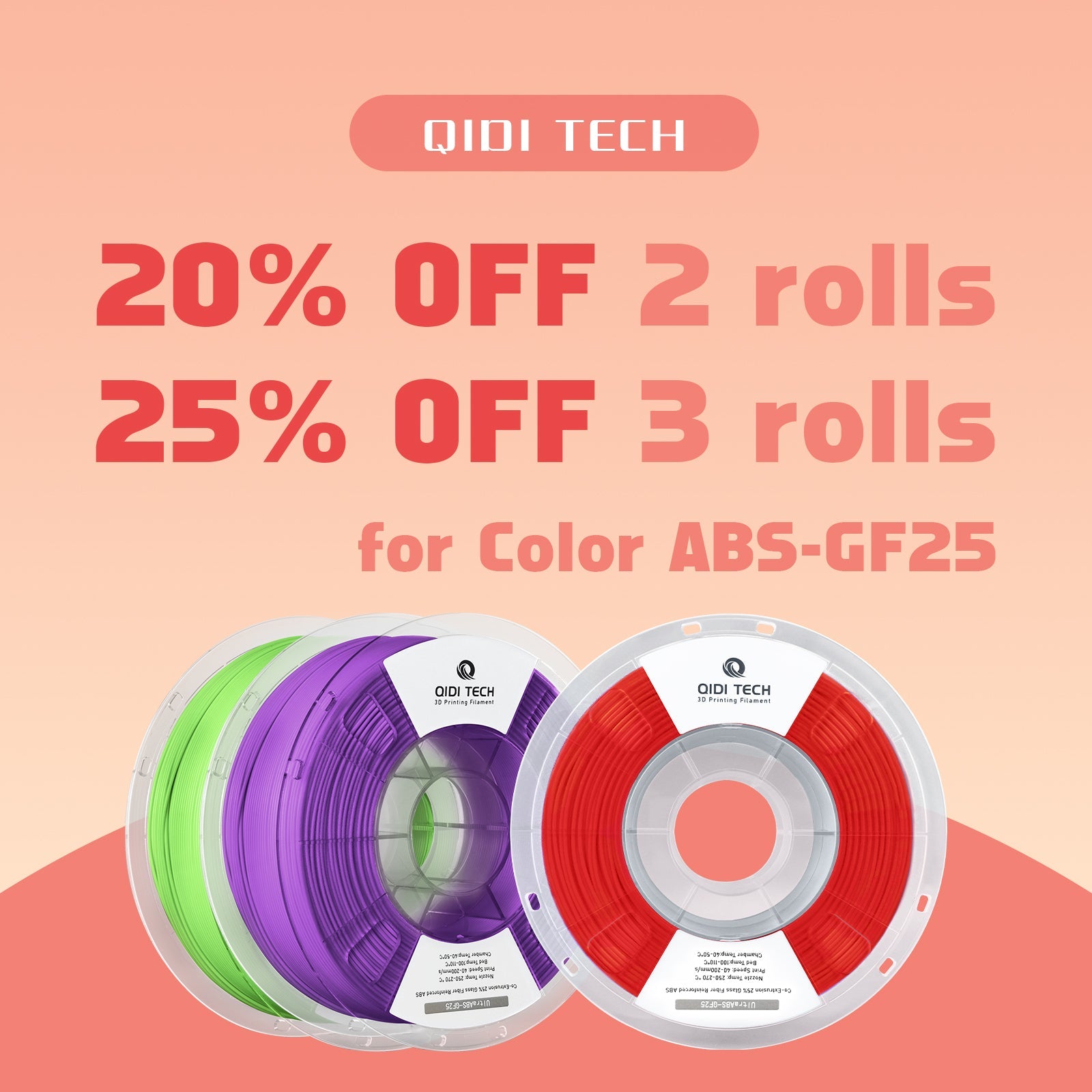 QIDI TECH ABS GF25 Filament | Enhanced Strength for Your 3D Prints ...